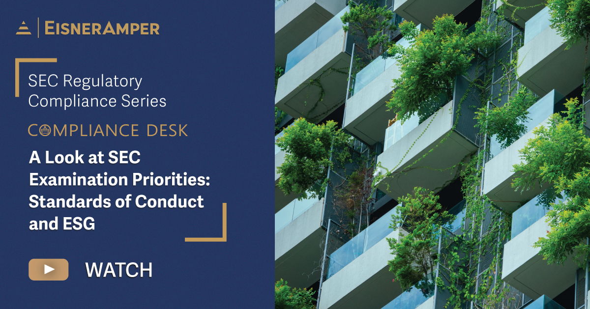 SEC Examination Priorities | Standards of Conduct and ESG Investing
