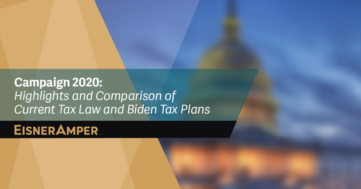 Comparison of current tax law and the potential Biden tax plan